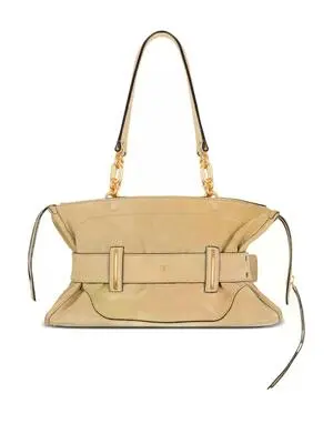 Balmain Anthem Suede Buckle Shoulder Bag