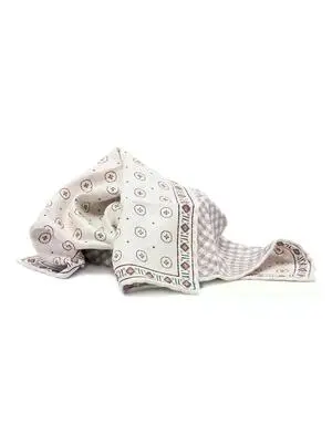 Brunello Cucinelli Printed Silk Scarf Neutrals