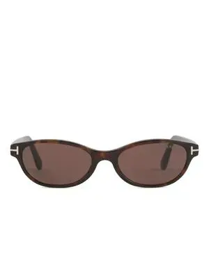 TOM FORD Oval Frame Sunglasses - Brown