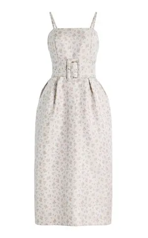 Rosie Assoulin Artichoke Belted Jacquard Midi Dress - Orange