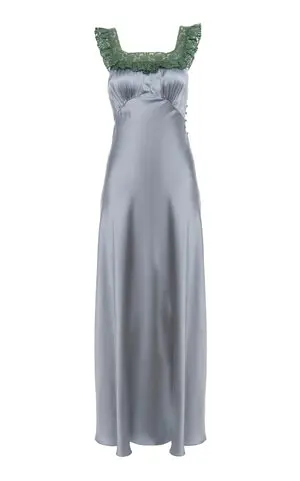 Chloé Lace-trimmed Silk Satin Maxi Dress - Blue