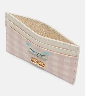 Valentino Garavani Vlogo Checked Leather Card Holder