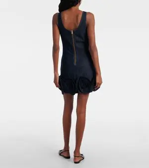 SELF-PORTRAIT Floral-applique Denim Minidress - Grey