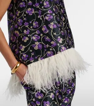 La DoubleJ La Scala Jacquard Top With Feather Trim
