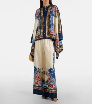 La DoubleJ Printed Silk Palazzo Pants