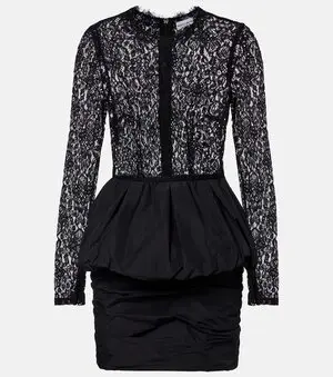 Rebecca Vallance Dixie Peplum Lace And Taffeta Mini Dress - Black