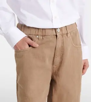 Brunello Cucinelli Mid-rise Cotton And Linen Wide-leg Pants