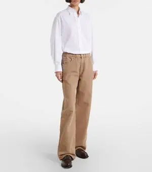 Brunello Cucinelli Mid-rise Cotton And Linen Wide-leg Pants