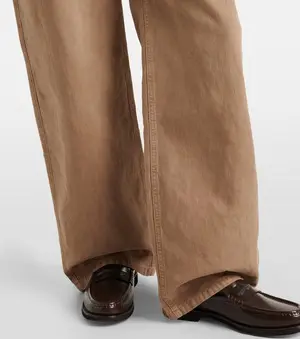 Brunello Cucinelli Mid-rise Cotton And Linen Wide-leg Pants