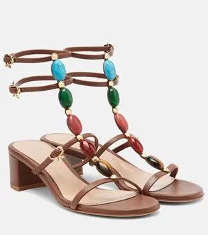 GIANVITO ROSSI Shanti 45 Leather Sandals - Brown