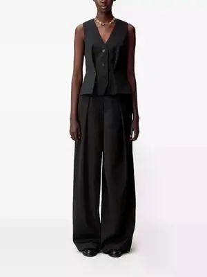 Claudie Pierlot Button-detail Pleated Wide-leg Trousers