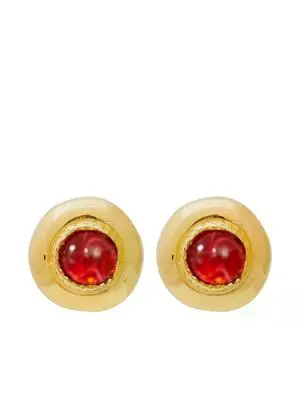 KENNETH JAY LANE Ruby-embellished Clip-on Earrings - Gold