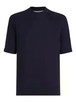 Brunello Cucinelli Mock-neck Cotton Jersey T-shirt - Blue