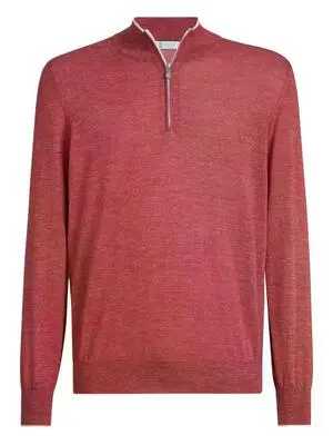 Brunello Cucinelli Brunello Cucinelli Half-Zip Long-Sleeve Sweater Red