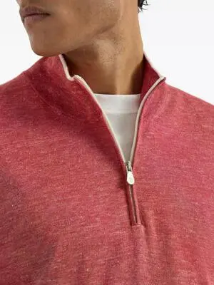 Brunello Cucinelli Half-zip Long-sleeve Sweater - Red