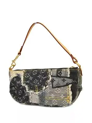 LOUIS VUITTON 2007 Monogram Denim Patchwork Pouchy Shoulder Bag - Grey