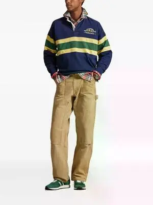 Polo Ralph Lauren Striped-detail Long-sleeve Polo Shirt - Blue