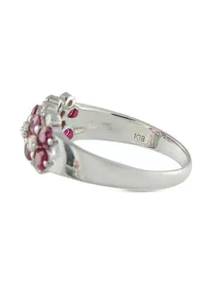 LB EXCLUSIVE 18k White Gold Diamond And Ruby Ring - Silver