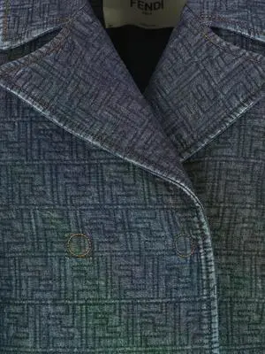 Fendi Quilted Ff Motif Double-breasted Denim Coat