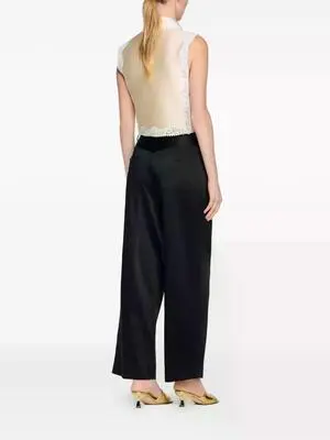 Sandro Satin Effect Wide-leg Trousers - Black