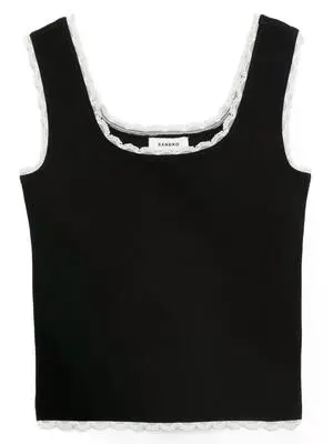 Sandro Beaded Trim Cotton Vest Top
