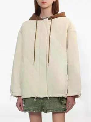 MINI CREAM Quilted Hooded Jacket - Neutrals