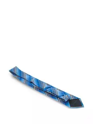 Ermenegildo Zegna Striped Silk Tie - Blue