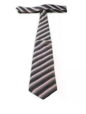 LANVIN Diagonal Stripe Silk Neck Tie - Brown