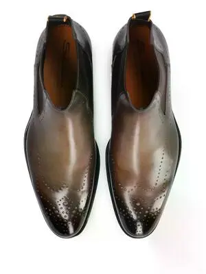 Santoni Brogue-detailed Chelsea Boots