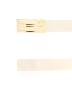 Victoria Beckham Logo Buckle Leather Belt - Neutrals