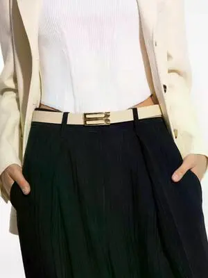 Victoria Beckham Logo Buckle Leather Belt - Neutrals