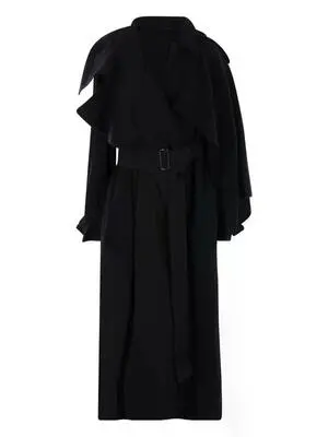 Yohji Yamamoto Belted Lapel Collar Coat