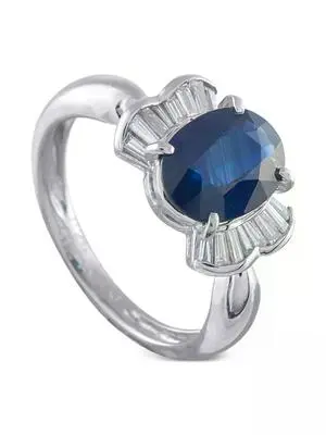 LB EXCLUSIVE Platinum Diamond And Sapphire Ring - Silver