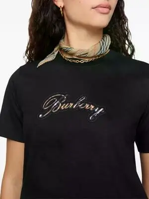 Burberry Cursive Logo Cotton T-shirt - Black