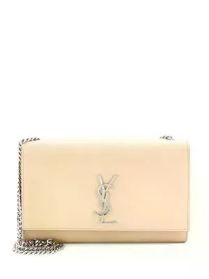 Saint Laurent Classic Monogram Grainy Leather Crossbody Bag - Neutrals