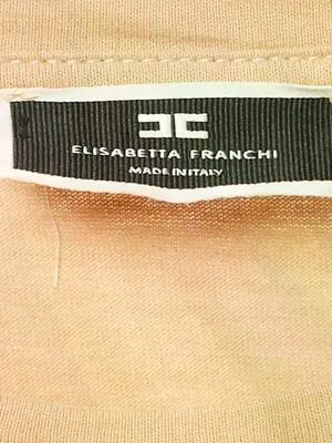 Elisabetta Franchi Short Sleeve Embroidered Logo T-shirt - Neutrals