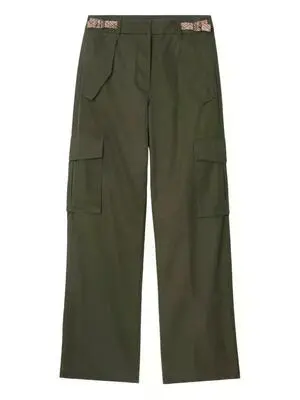 Burberry Cargo Trousers With Check Trim - Green