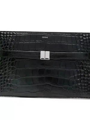 TOTEME Belted Crocodile-embossed Cross Body Bag - Black