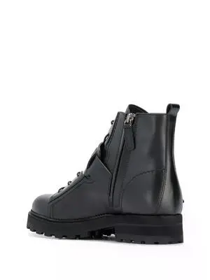 TOD'S Buckled Lace-up Leather Combat Boots
