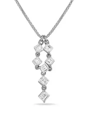 LB EXCLUSIVE Platinum Tiered Design Diamond Necklace - Silver