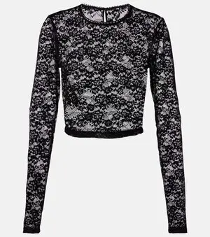 BANANHOT Rona Cropped Lace Top - Black