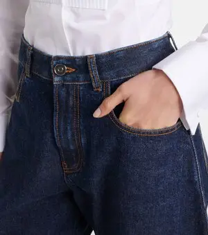 Alaïa Mid-rise Barrel-leg Jeans In Dock