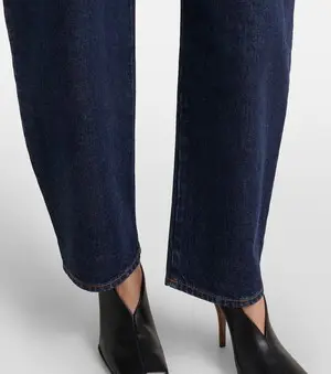 Alaïa Mid-rise Barrel-leg Jeans In Dock