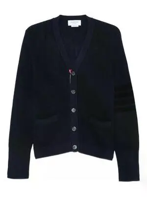 Thom Browne 4-bar Stripe V-neck Cardigan - Blue
