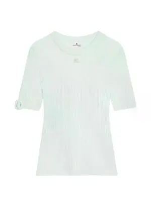 COURREGES Ribbed T-shirt With Buckle Detail - Green