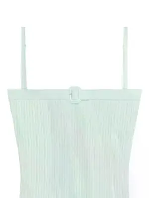 COURREGES Ribbed-knit Top With Buckle Detail - Green