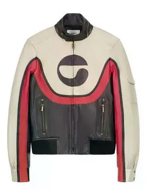 Coperni C-logo Panelled Leather Jacket - Neutrals