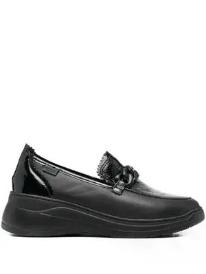 MELLUSO Chain-embellished Patent Loafers - Black