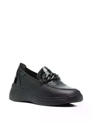 MELLUSO Chain-embellished Patent Loafers