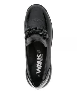 MELLUSO Chain-embellished Patent Loafers